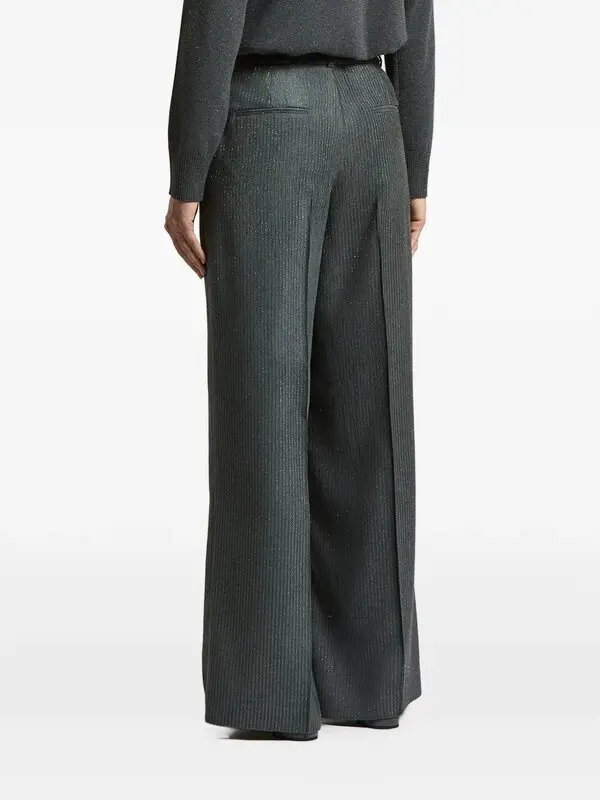 Peserico Ribbed Wide-leg Trousers With Vertical Stripes