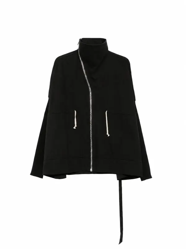 Rick Owens Asymmetric Zip Funnel Neck Sweatshirt - Black