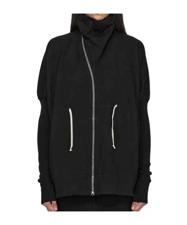 Rick Owens Asymmetric Zip Funnel Neck Sweatshirt