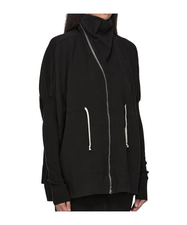 Rick Owens Asymmetric Zip Funnel Neck Sweatshirt
