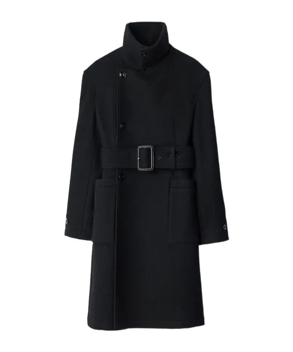 LEMAIRE Fitted Wrap Coat In Felted Wool And Alpaca Blend