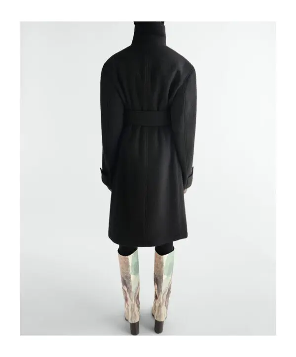 LEMAIRE Fitted Wrap Coat In Felted Wool And Alpaca Blend