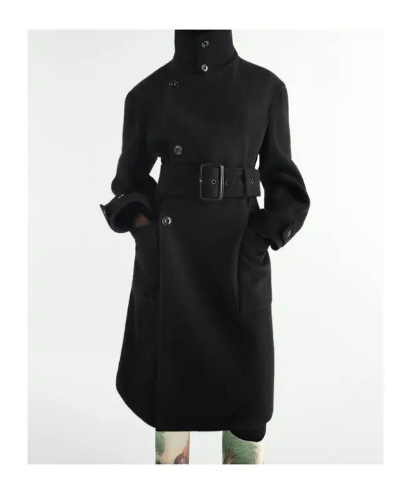 LEMAIRE Fitted Wrap Coat In Felted Wool And Alpaca Blend