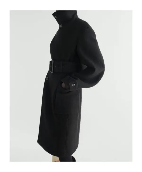 LEMAIRE Fitted Wrap Coat In Felted Wool And Alpaca Blend