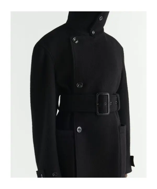 LEMAIRE Fitted Wrap Coat In Felted Wool And Alpaca Blend