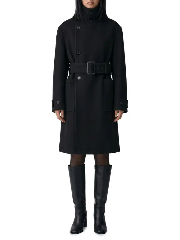 LEMAIRE Fitted Wrap Coat In Felted Wool And Alpaca Blend