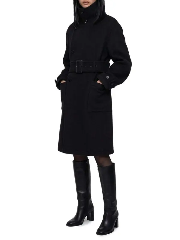 LEMAIRE Fitted Wrap Coat In Felted Wool And Alpaca Blend
