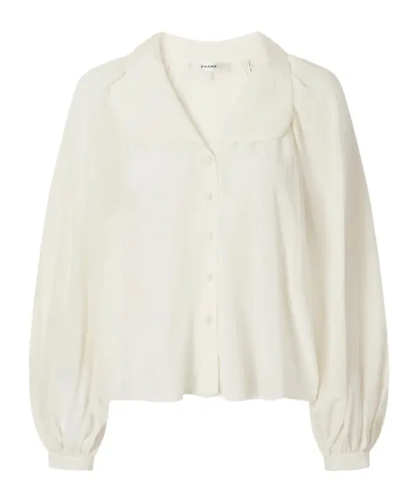 FRAME Cropped Shirt With Puffed Sleeves And Wide Lapel