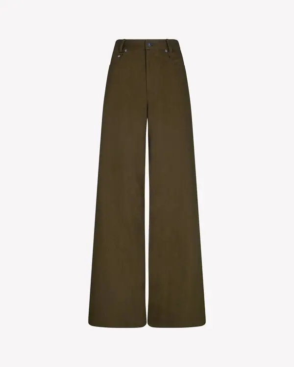 Serena Bute Cotton Loose Fit Trousers - Green