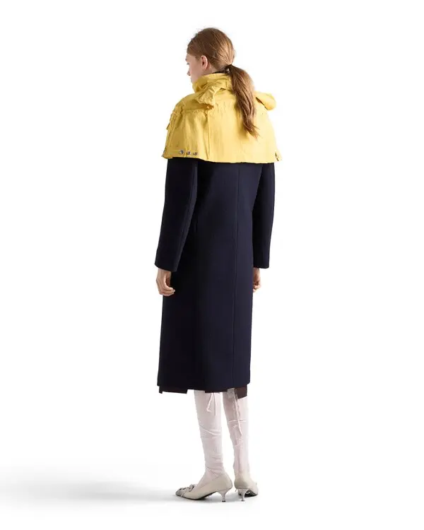 Prada Technical Fabric Capelet With Shearling Trim