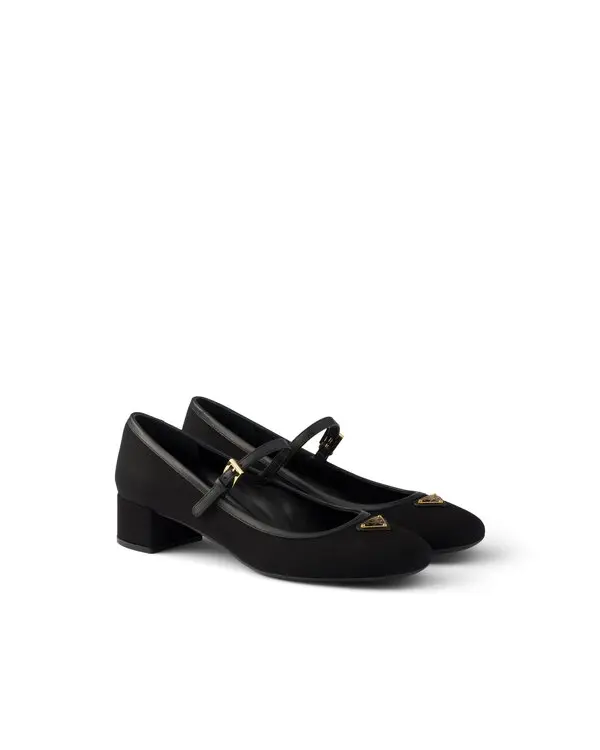 Prada Fabric Mary Jane Pumps With Logo Buckle