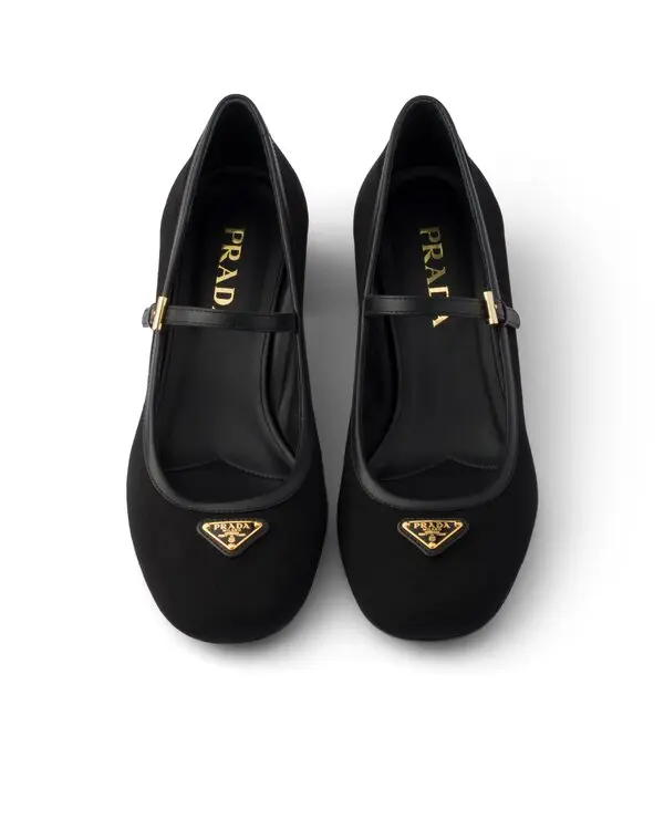 Prada Fabric Mary Jane Pumps With Logo Buckle