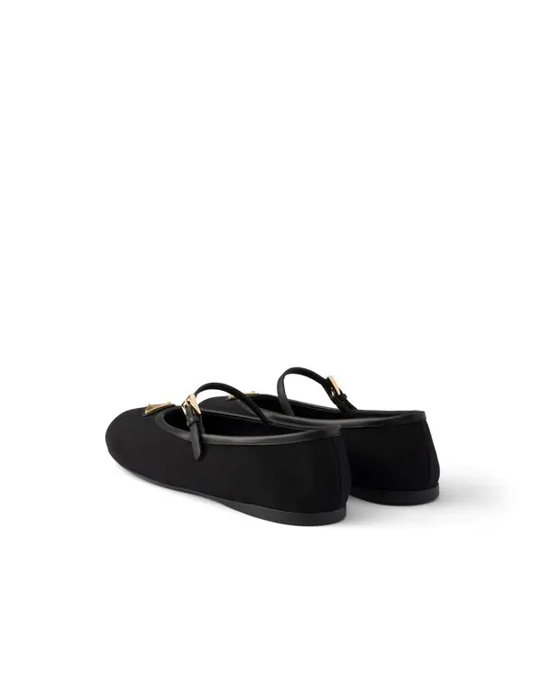 Prada Fabric Ballerinas With Logo-engraved Buckle