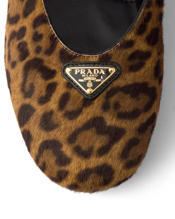Prada Printed Leather Ballerinas - Neutral