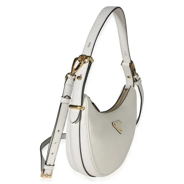 Prada Soft Calfskin Arqué Shoulder Bag - White