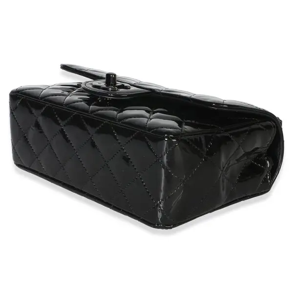 Chanel Quilted Patent Rectangular Flap Bag - Black