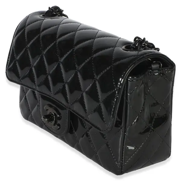 Chanel Quilted Patent Rectangular Flap Bag - Black