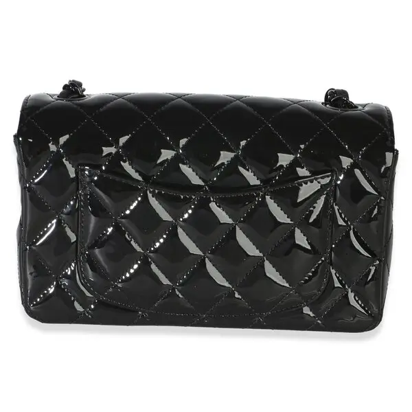 Chanel Quilted Patent Rectangular Flap Bag - Black