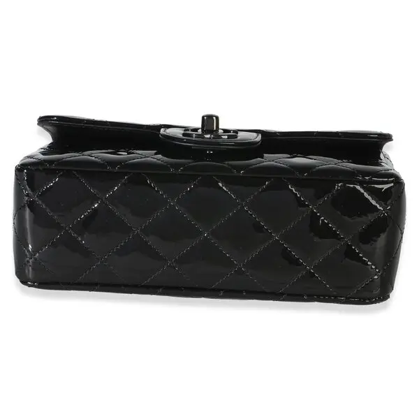 Chanel Quilted Patent Rectangular Flap Bag - Black