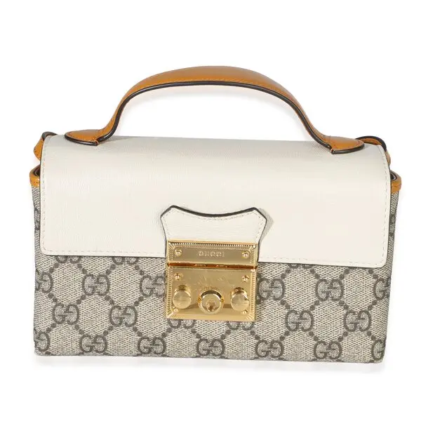 Gucci Gg Supreme Canvas Padlock Top Handle Bag - Neutral