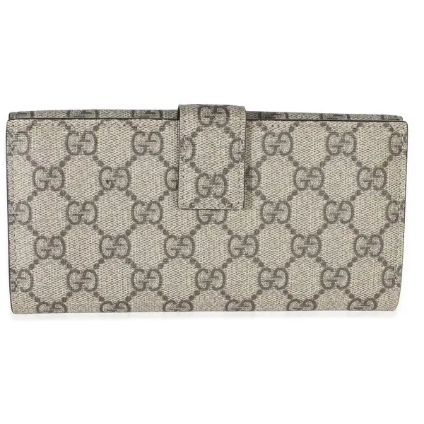 Gucci Gg Plus Monogram Gg Pierce Long Trifold Wallet - Beige