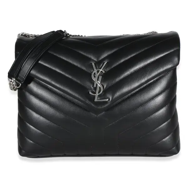 Saint Laurent Calfskin Y Quilted Loulou Chain Satchel - Black