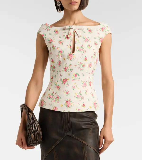 SHUSHU/TONG Floral Print Bow Detail Top