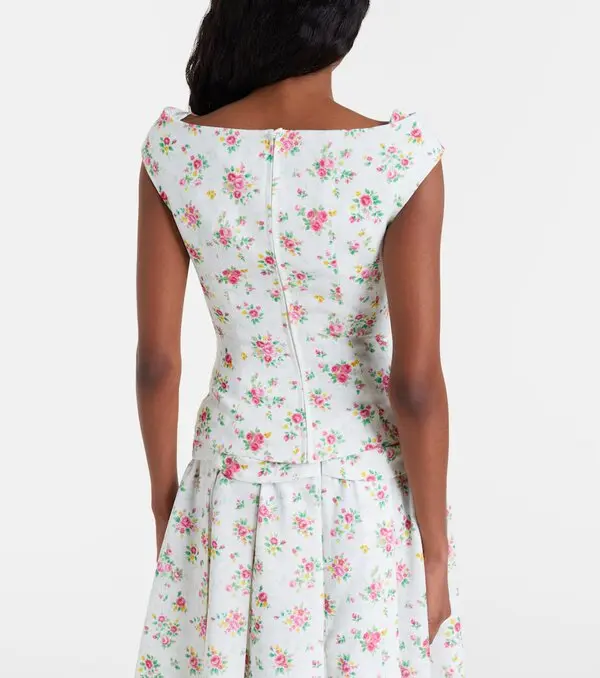 SHUSHU/TONG Floral Print Bow Detail Top