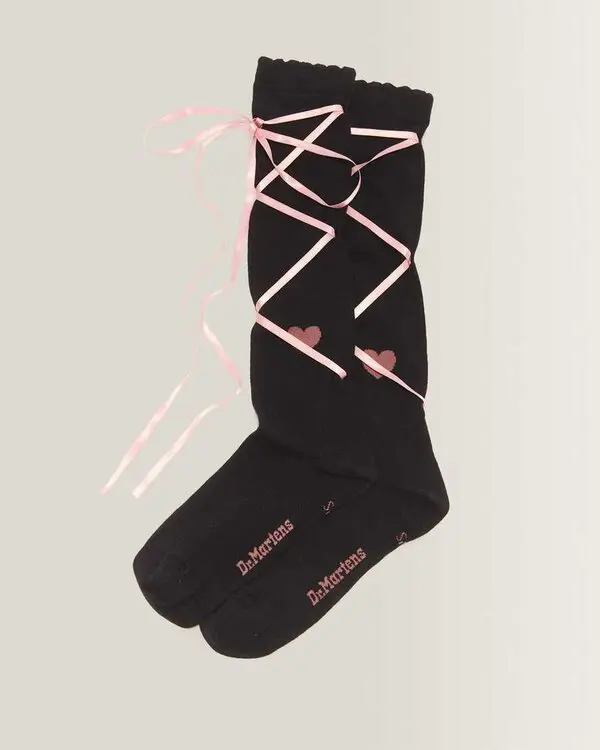 Dr. Martens Knee High Socks With Satin Ribbon Detailing