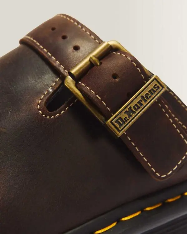 Dr. Martens Zebzag Crazy Horse Leather Mules With Adjustable Strap