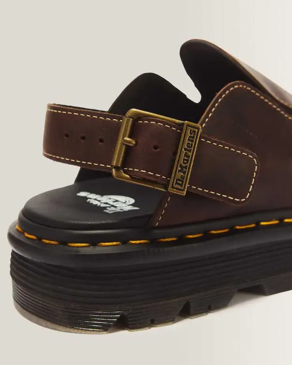 Dr. Martens Zebzag Crazy Horse Leather Mules With Adjustable Strap