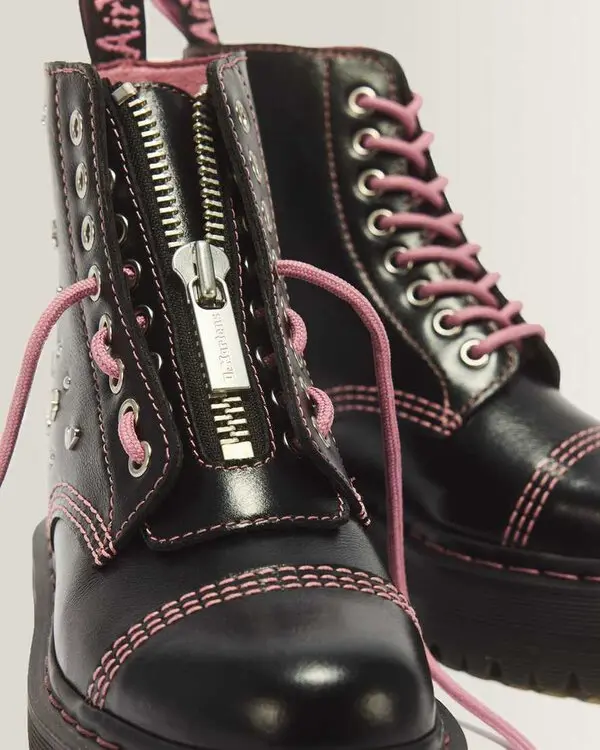 Dr. Martens Sinclair Hearts & Stars Eye Milled Gloss Leather Platform Combat Boots