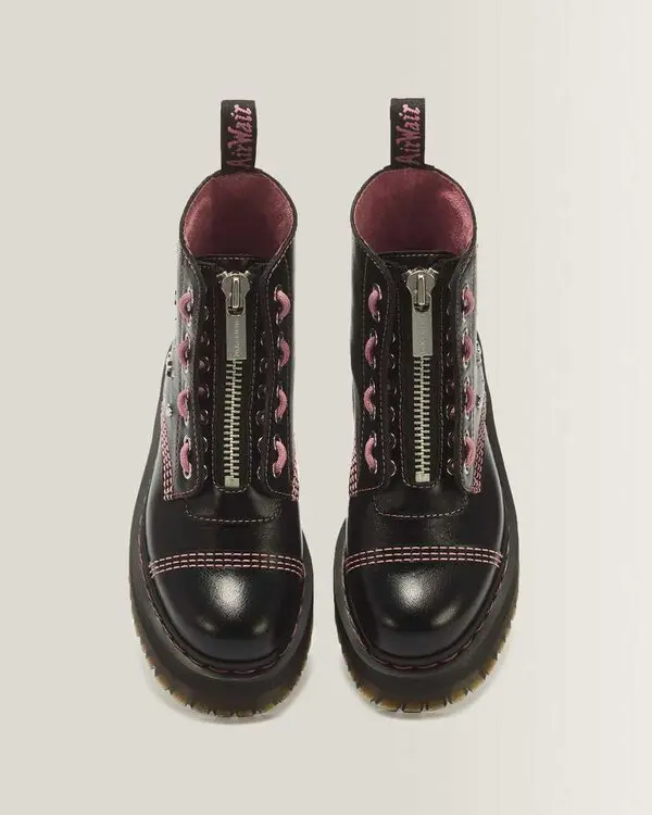 Dr. Martens Sinclair Hearts & Stars Eye Milled Gloss Leather Platform Combat Boots
