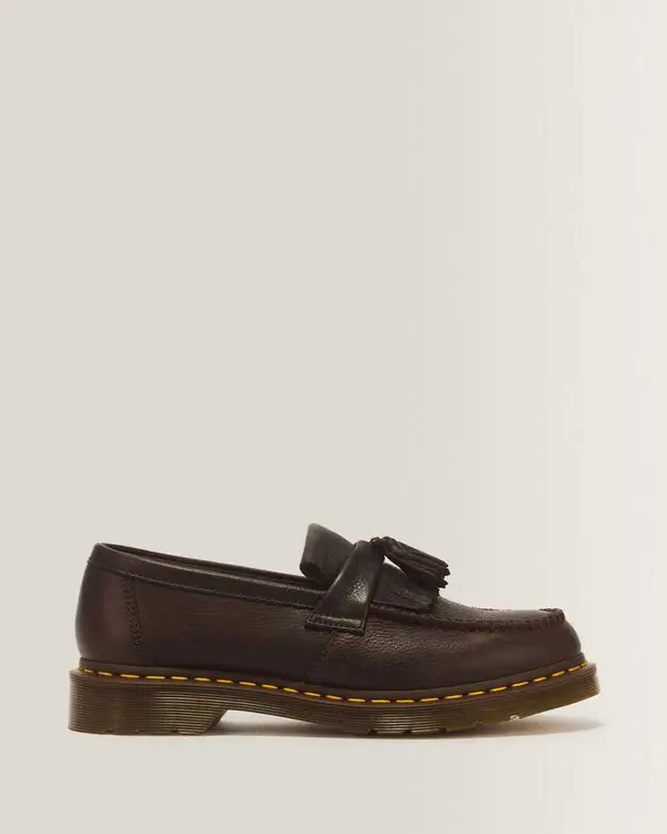 Dr. Martens Adrian Tassel Loafers In Ambassador Leather With Yellow Stitching