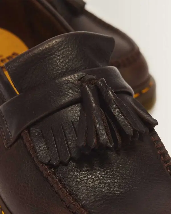 Dr. Martens Adrian Tassel Loafers In Ambassador Leather With Yellow Stitching