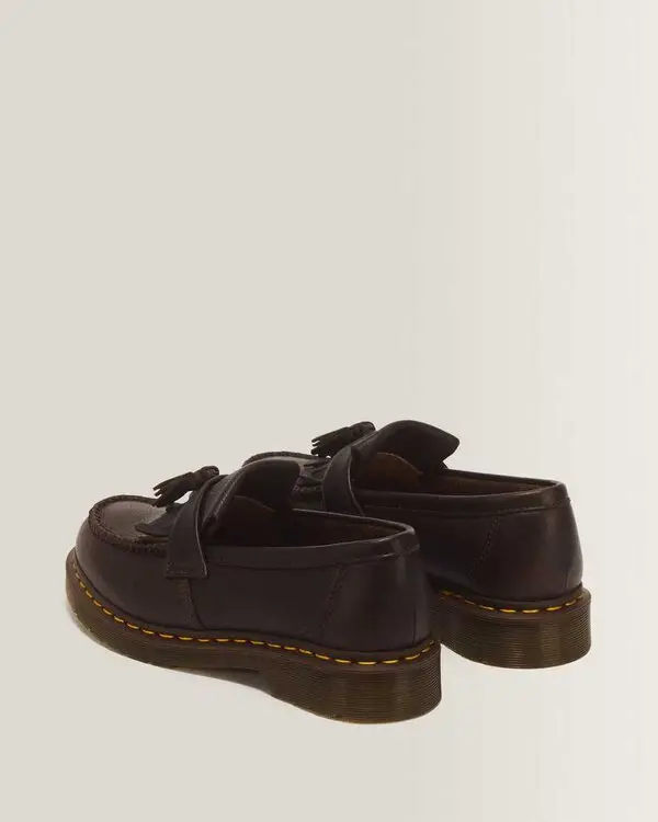 Dr. Martens Adrian Tassel Loafers In Ambassador Leather With Yellow Stitching
