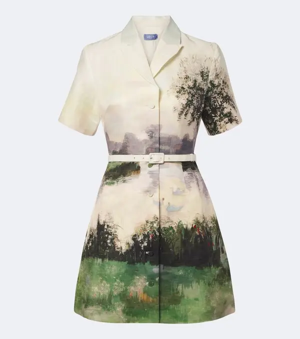 LEO LIN Brigitte Printed Linen-blend Shirt Dress