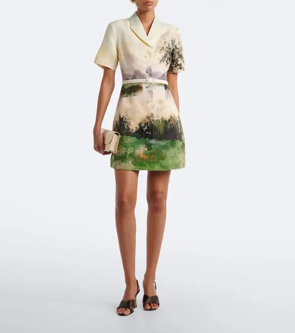 LEO LIN Brigitte Printed Linen-blend Shirt Dress