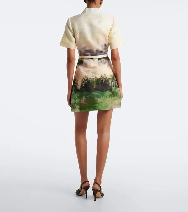 LEO LIN Brigitte Printed Linen-blend Shirt Dress