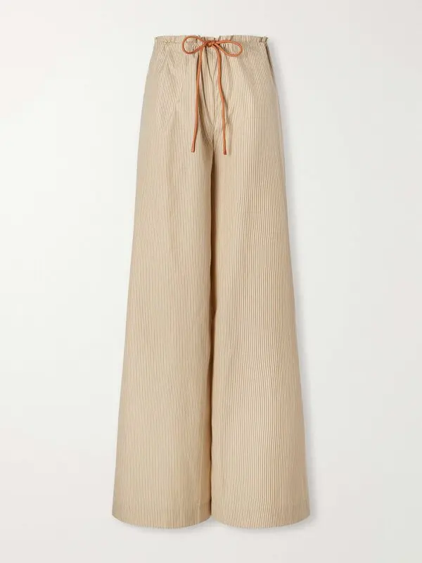 KALLMEYER Wesley Striped Cotton-taffeta Wide-leg Pants - Beige