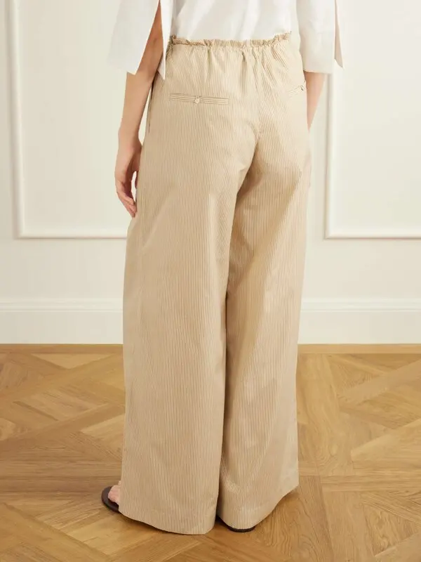 KALLMEYER Wesley Striped Cotton-taffeta Wide-leg Pants - Beige