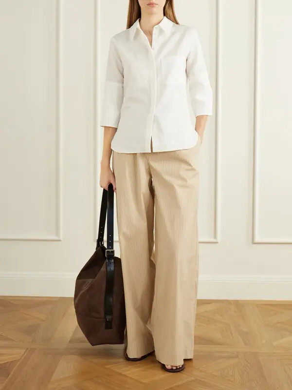 KALLMEYER Wesley Striped Cotton-taffeta Wide-leg Pants - Neutrals