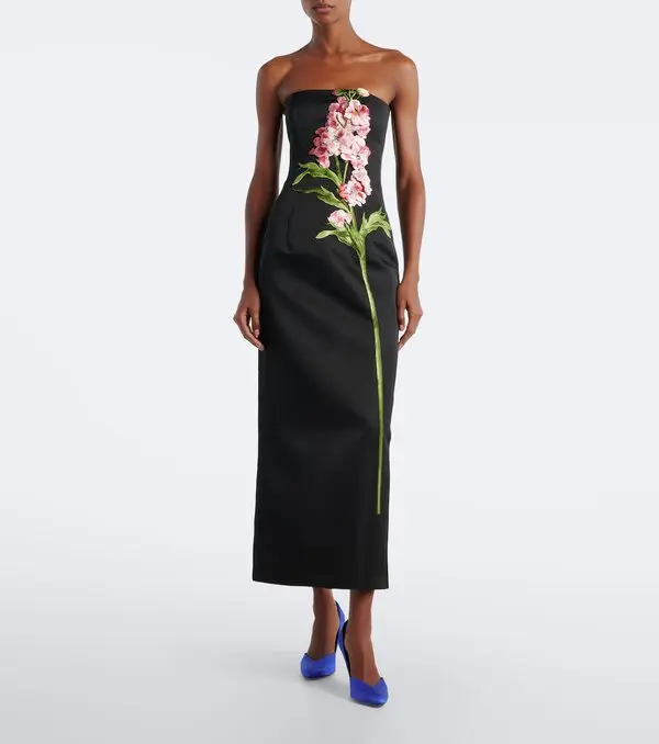 LEO LIN Rayna Floral Appliqué Bustier Maxi Dress