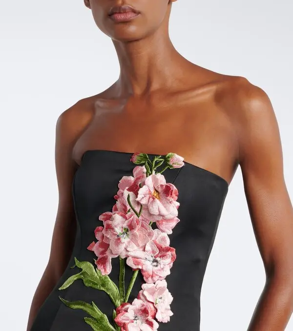 LEO LIN Rayna Floral Appliqué Bustier Maxi Dress