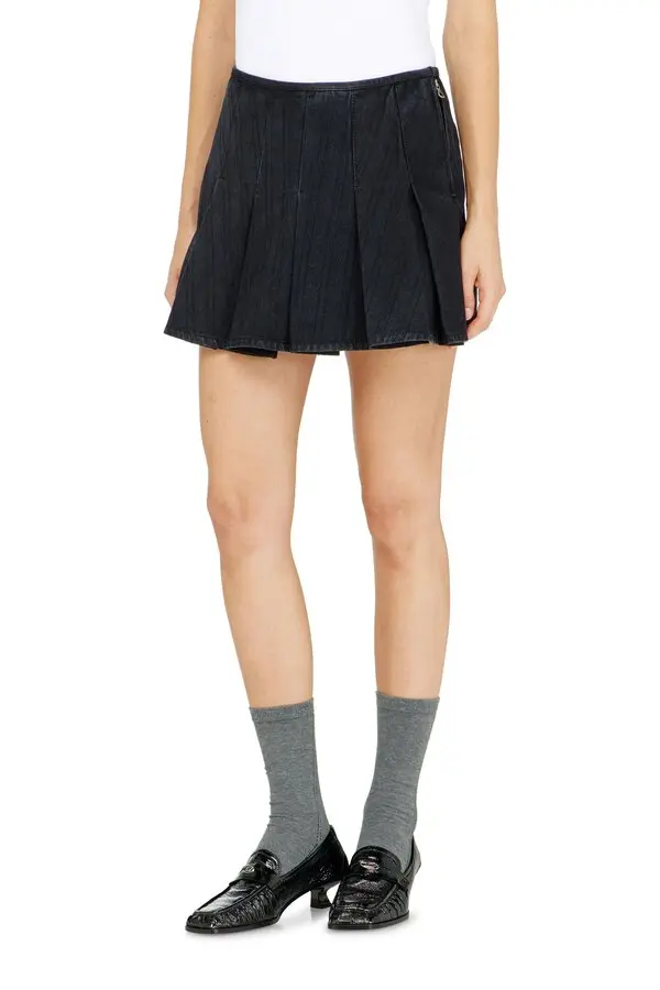DIESEL® Pinstriped Pleated Denim Skort