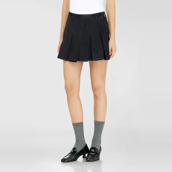 DIESEL® Pinstriped Pleated Denim Skort - Black