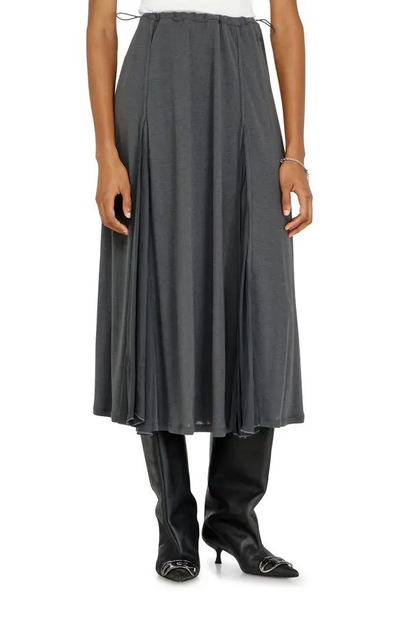 DIESEL® Ribbed Jersey And Chiffon Midi Skirt