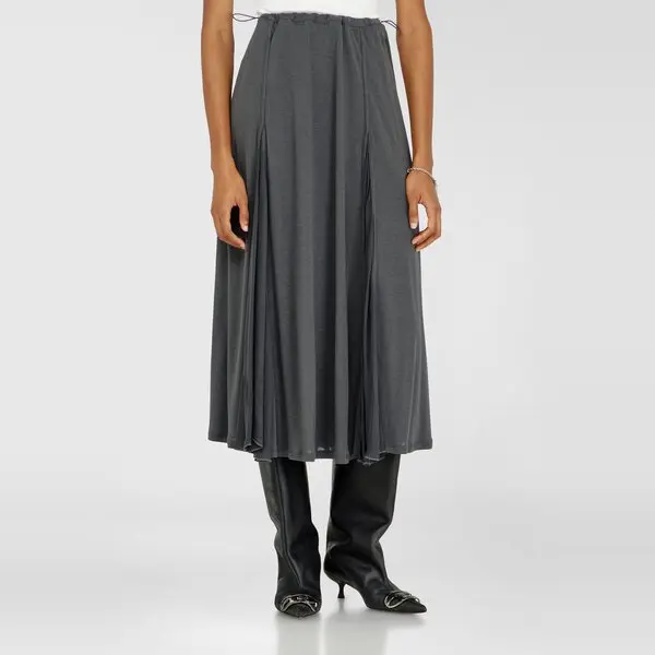 DIESEL® Ribbed Jersey And Chiffon Midi Skirt - Grey
