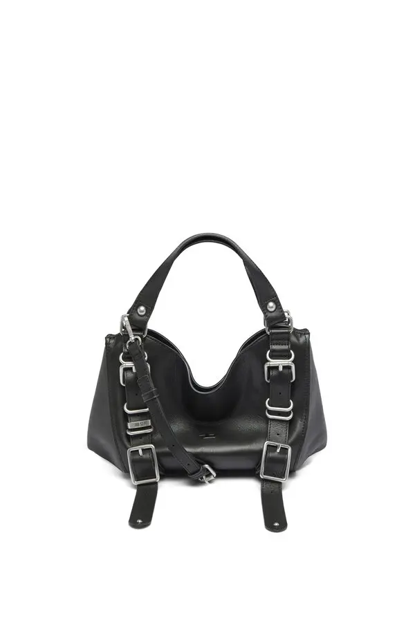 DIESEL® D-one-small Top-handle Bag In Treated Leather - Black