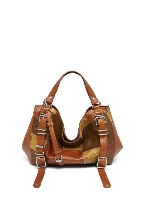 DIESEL® D-one Medium Patchwork Leather Top Handle Bag - Brown